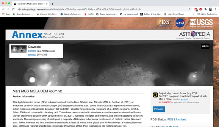 3D Printing Mars Terrains Using MOLA Data | The Spaced-Out Classroom